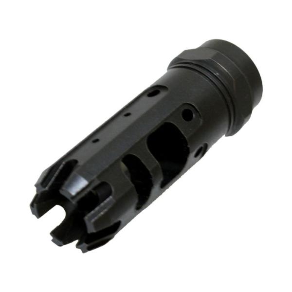 ●メーカー：5KU●サイズ：全長約66mm×直径約25mm●重量：約107g●材質：スチール●付属品：シムカバー×1個●対応：14mm逆ネジのアウターバレル/本体StrikeIndustriesKingCompタイプのフラッシュハイダーにな...