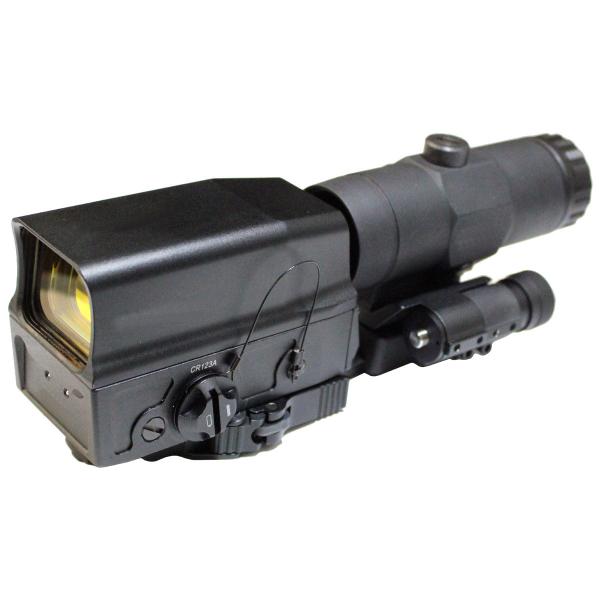 ・メーカー：UFC・素材：アルミ合金、樹脂・重量：ドットサイト：約373g/マグニファイヤ：約333g（ドットサイト）全長 約94mm、全幅 約52mm、全高 約66mm（マグニファイヤ）全長 約107mm、全幅 約62mm、全高 約70m...