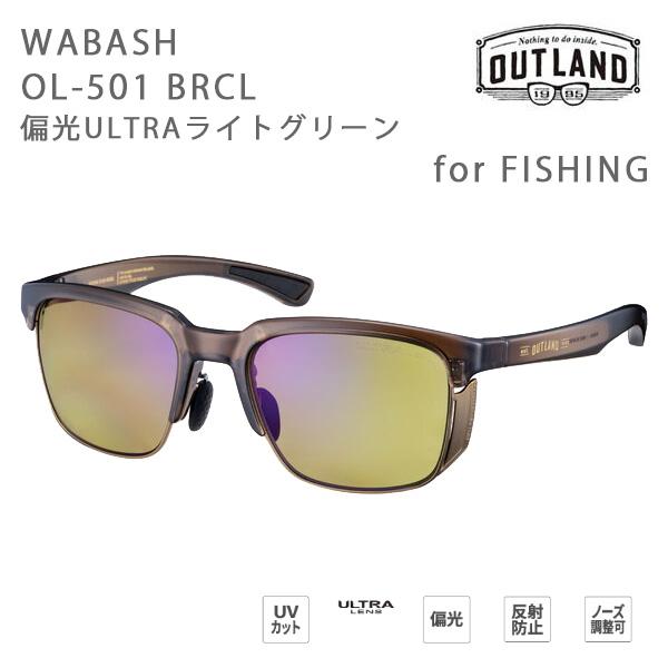 OUTLAND【WABASH】サーモントブロー型と言われる伝統的なフレームをアウトランド的に解釈したデザイン。モデル：WABASH (ウォバッシュ)カラー：CLEAR BROWNレンズ：ULTRA LIGHT GREEN 偏光(POLARI...