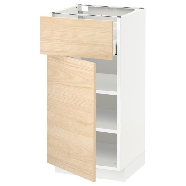 METOD/メトード キッチンシステムなら、理想のキッチンづくりに無限の可能性があります。ライトアッシュ調のASKERSUND/アスケルスンド 扉＆引き出し前部を組み合わせれば、ナチュラルで生き生きしたキッチンに