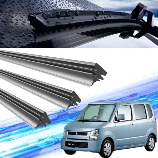 【適合車種】ワゴンR【対応型式】MH21S MH22S【対応年式】H15.9~H20.8(2003.9~2008.8)【追加情報】【注意事項】※当製品は互換品の専用ワイパーゴムで、大手ワイパーメーカーも採用するグラファイト配合商品です。※替...