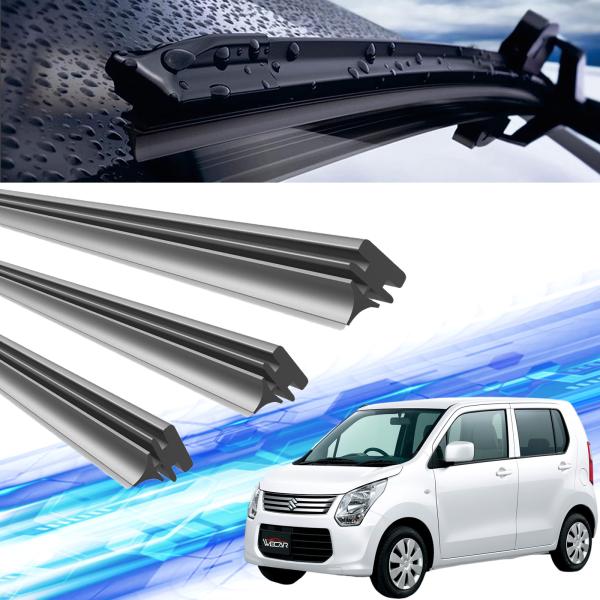 【適合車種】ワゴンR【対応型式】MH34S MH44S【対応年式】H24.9~H29.1(2012.9~2017.1)【追加情報】【注意事項】※当製品は互換品の専用ワイパーゴムで、大手ワイパーメーカーも採用するグラファイト配合商品です。※替...