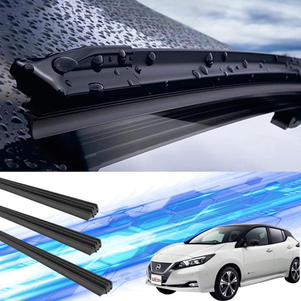 【適合車種】 日産　新型リーフ 専用のワイパー替えゴムです。対応型式　ZE1対応年式　H29.10〜(2017.10〜)【注意事項】※当製品は互換品の専用ワイパーゴムで、大手ワイパーメーカーも採用するグラファイト配合商品です。※替えゴムのみ...
