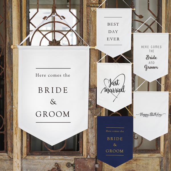 ◆ Here comes the bride and groom ウェディングフラッグ「花嫁と花婿が来ますよ！」という意味のウェディングフラッグ（旗）です。キッズゲストにフラッグガール、フラッグボーイになってもらい新郎新婦の前に入場すると挙...