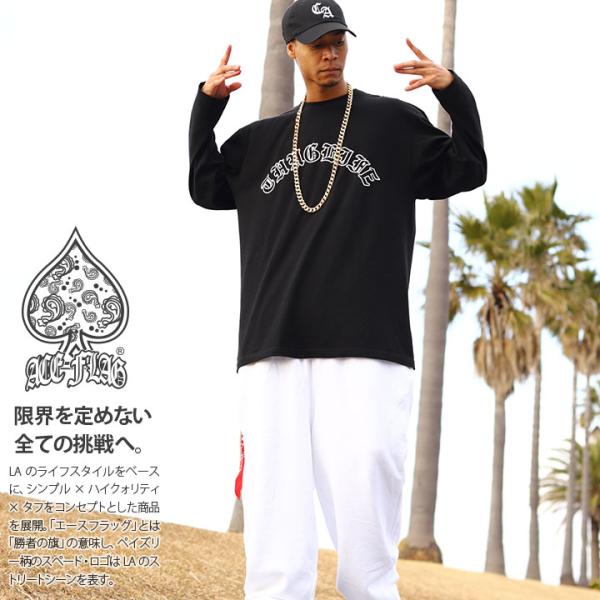 バイヤー推薦！2025年春新作最新のHIPHOPカルチャーを発信する、ストリート系ブランドのACEFLAGから、おしゃれなセットアップが入荷！伝統的なオールド文字のThug LifeをドロップしたロンTと後ろ身にComptonをドロップした...