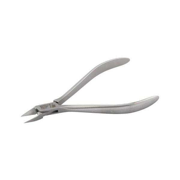 【特長】●フットケア専用の医療用ニッパーです。【仕様】●HF-476R(コーナー)●全長（mm）：115●材質：ステンレス●オートクレーブ可●刃長：12mm●型番：HF-476R商品区分：一般医療機器医療機器届出番号：13B1X002181...