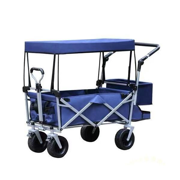 【屋根付きのデザイン】幌付きのデザインで?い日差しには心配なし！荷台のポケットは汚れた場合は、その生地を取り外して洗うだけでいいです。【重い荷物も1度で運べる大容量 】アウトドアワゴンはしっかりとしたスチールフレームに加え、150L大容量、...