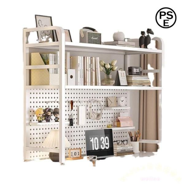 【金属複合材質】デスク上ラックは金属複合材質でできており、防水性、耐傷性、耐久性、耐荷重性が高いで、掃除が簡単で、健康的で環境に優しいです。本、文房具などの小物がテーブルの周りにきれいに保管できます。【穴板付き】穴付き穴板は、イヤホンや鍵な...