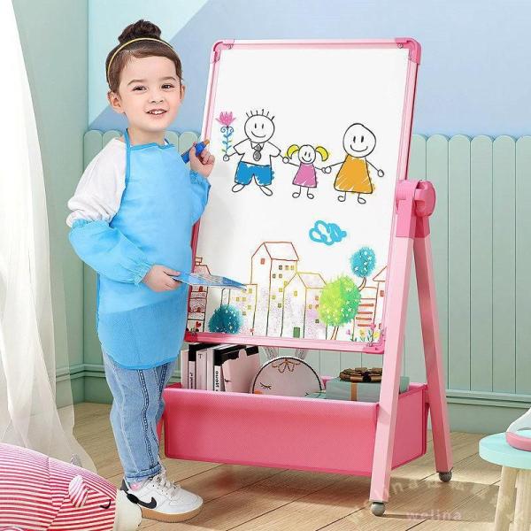 【両面 マグネット ボード 多機能性】お絵かきボードが両面使えることができます。一面は黒板で、もう一面はホワイトボードで、2人の子供に同時に学習機会を提供できます。 子供のためのすべての安全設計は、両親のための信頼できる選択です。（ホワイト...