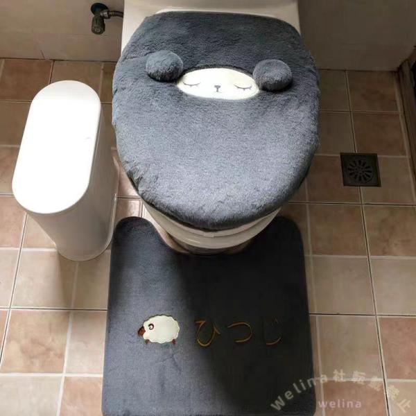 ★洋式トイレ3点セット◇洗濯OK！おしゃれでかわいいトイレマット！ふわふわの肌触りで気持ちが良い便座カバー！★かわいいヒツジとラビットのタイプのトイレ用品です。ふわふわタッチでお尻が気持ちいい便座カバーセットです。トイレ空間をスタイリッシュ...