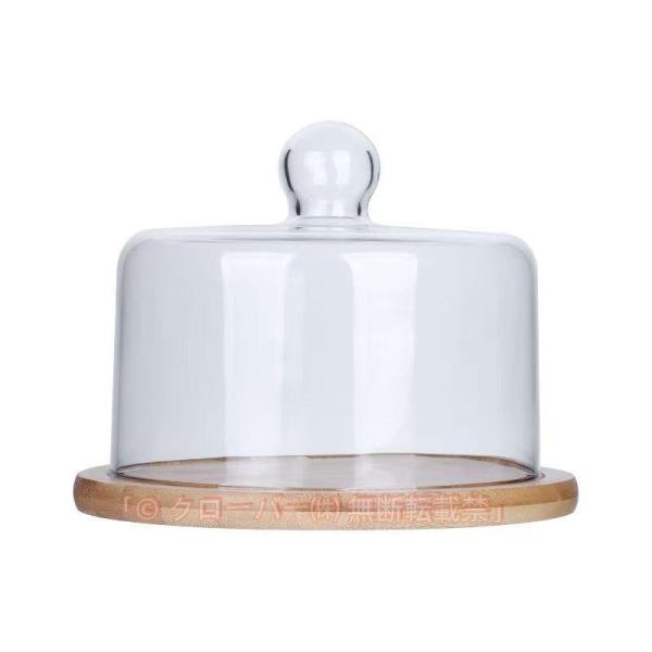 ラウンドガラスケーキドームカバー ケーキサーバー 蓋 トレイ ベーキング ケーキ デザート ディスプレイスタンド 盛り合わせカバー 1セット