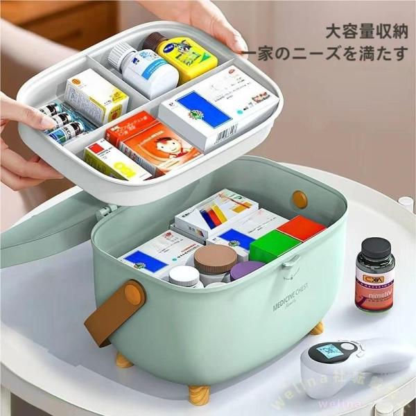救急箱 薬箱 2層式 薬入れケース 大容量 救急ボックス 密封防水 持ち運び便利 おしゃれ配色 災害用くすりばこ・裁縫箱・工具箱・小物入れ 多機能収納ボックス