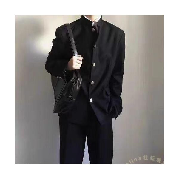 学生服上下セット男子制服学ラン詰襟ラウンド襟上着ズボン2点セットメンズジュニアボーイズスクールジャケットスラックスウエ