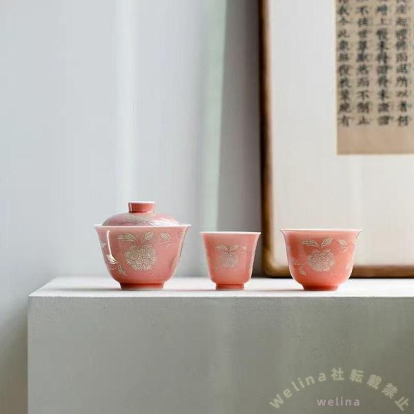 限定 中国茶器 伝統蓋碗 磁器 「牡丹」茶葉 ウーロン茶 お茶 ギフト 台湾茶器