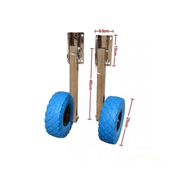 ボートドーリー 跳ね上げ式 ステンレス製 カヤック ドーリー 跳ね上げ時傾斜式 小型ボート 青タイヤ ノーパンク 耐荷重 150kg パンクレスタイヤ ボート用ドーリ