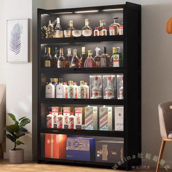 5段 ウイスキー 棚 おしゃれ お酒収納ラック 竹製 酒類貯蔵ロッカー 大容量 自立式 ワインバーキャビネット キャビネットの扉を反転 ワインラック お手入れ簡単