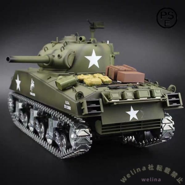 "製品名：1/16 米シャーマンM4A3リモコン主力戦車シミュレーション比：1/16製品仕様：38×16.5×22.5cm（砲身含み）包装サイズ：50.7×20×30.5cm使用時間：25分程度充電時間：5-6時間本体電源：7.4V/180...
