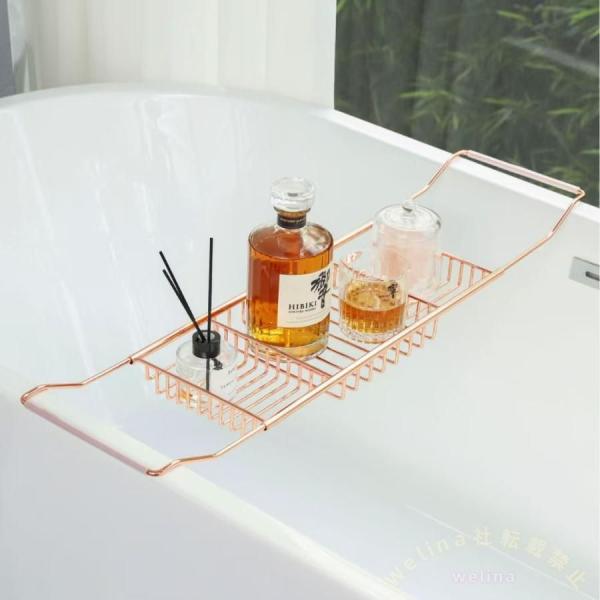 バステーブル ステンレス お風呂 伸縮式 浴室収納 滑り止め加工フリーサイズ：62-90cm*20cm