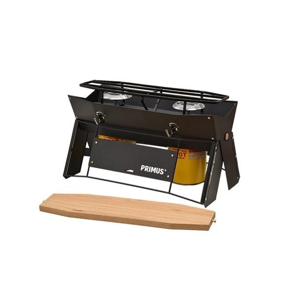 ●届け出事業者：イワタニプリムス株式会社●PSマークの種類：PSLPG●登録検査機関名称：JIA 非常にすっきりとコンパクトに収納ができ、ショルダーバッグのように持ち運ぶことができるツーバーナーです。 ウッドボードを外しＸ字型に開いてセッテ...