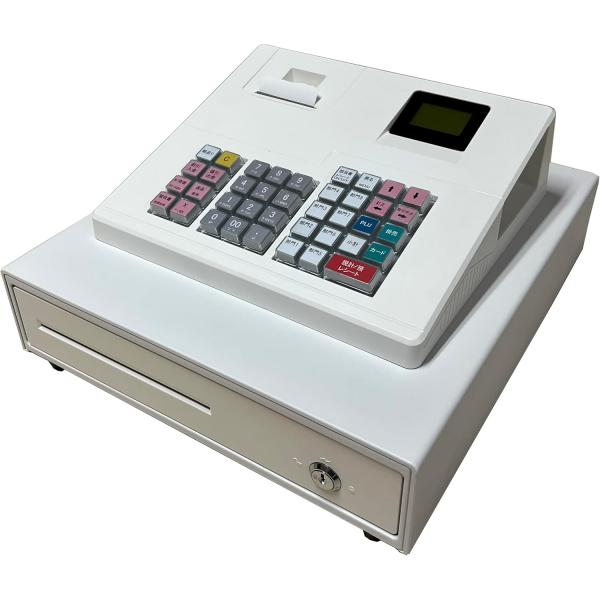 コンパクトなボディーにインボイス、軽減税率対応などEJライン（電子ジャーナル）対応クローバー電子インボイス対応レジスター：JET400Z／外形寸法・重さ（ドロア含む）幅336×奥行370×高さ：163mm約4.6Kg／商品仕様部門数：8／P...