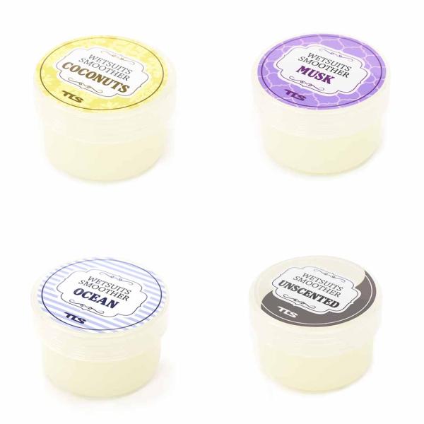 【TLS WETSUITS SMOOTHER｜ウェットスーツスムーサー】・TLSオリジナルグリース・水着・ウェットスーツ・サーフブーツ＆グローブの着用が楽々に・ネックエントリーなど首擦れに困った時にオススメ・持ち運びに便利なコンパクトタイプ...