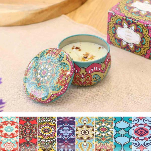 缶入りの可愛いフレグランスキャンドルが登場。パッケージもオシャレで気分が上がるアイテム。おうちでのリラックスタイムやギフトにもピッタリ！8種類の中からお気に入りの香りを見つけてみて。生産地 タイサイズ 箱：約H4.5×6.5×6.5cm缶：...