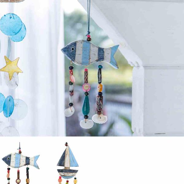 お部屋に飾ってマリンテイストに♪シャビーな風合いに仕上げた、ウッド製マリンモチーフのミニサイズのガーランド。ちょっとした空間に設置するだけで、手軽にマリンテイストの演出が可能です。マリン・リゾート・サマー雑貨売場にピッタリです。生産地 イン...