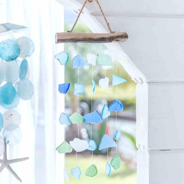 お部屋に飾ってマリンテイストに♪ウッド製マリンモチーフのガーランド。きらりと光るビーチグラスがアクセントに！風に揺れるたび涼やかな表情を演出します。ちょっとしたスペースに掛けるだけで、手軽にマリンテイストの空間づくりが可能。マリン・リゾート...