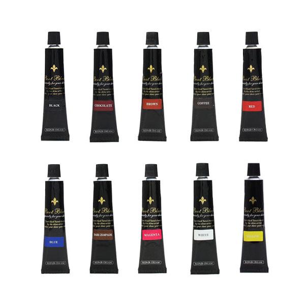 靴のキズ補修用クリームです。20ｇ着色性に優れ靴に付いたキズをカバーします。クリームの密着性が高く耐久性に優れています。【使用法】1.パレットなどにリペアクリームを少量出し水で溶かしながら調色してください。2.キズ部分にリペアクリームを筆な...