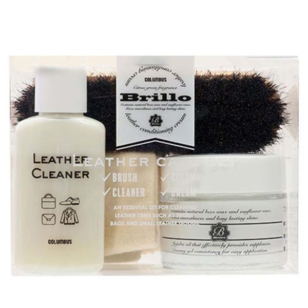 スムース革製品のお手入れに必要なクリーム/クリーナー/ブラシ/クロスをセットしました。靴以外にも名刺入れ、財布など革小物、鞄などのお手入れにお使い頂けます。就職祝いなどちょっとしたプレゼント、ギフトにも喜ばれるセットです。【セット内容】■ブ...