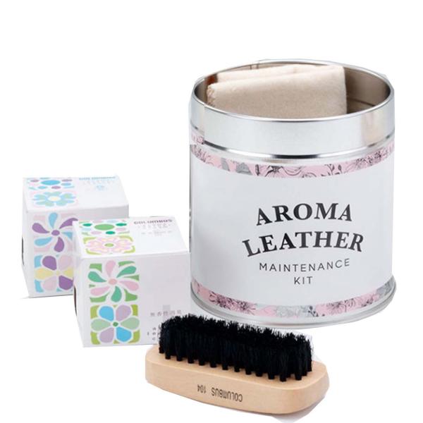 【セット内容】・アロマレザークリーム(無香性消臭 30g)×1・アロマレザークリーナー(30g)×1・ブラシ104×1・クロス×1【クリームについて】・デリケートな皮革に使用できる弱酸性、無溶剤の処方です。・靴やレザーウエア、バッグ、手袋、...