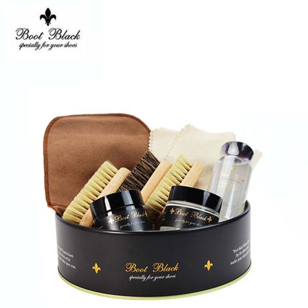 【セット内容】・ブートブラックシュークリームミニ　30ｇ　ブラック　 x1／ニュートラル　 x1・ブートブラックツーフェイスプラスローション100ｍＬ　 x1・馬毛ブラシ　 x1・豚毛ブラシ　 x2・グローブクロス x1・カットクロス　22...