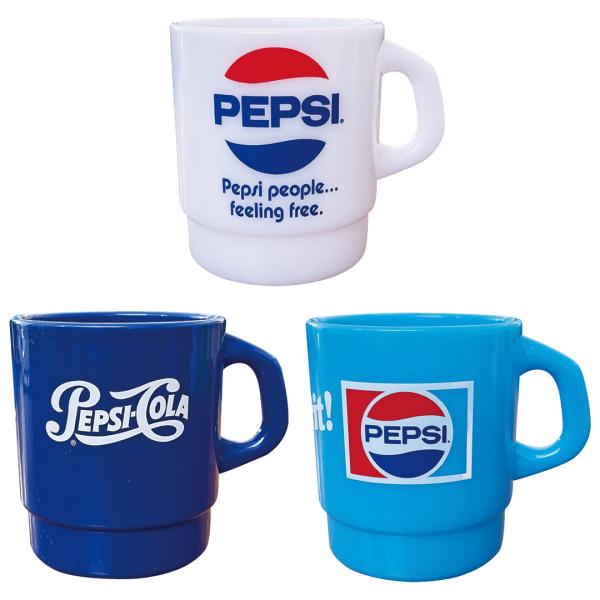 STACKING MUG-PEPSI　プラスチック製スタッキングマグです。割れにくいので、アウトドアでもご使用いただけます。WHITE, NAVYは両面同じデザインとなっております。耐熱温度：70度※電子レンジ、食器洗浄機は使用できません。...