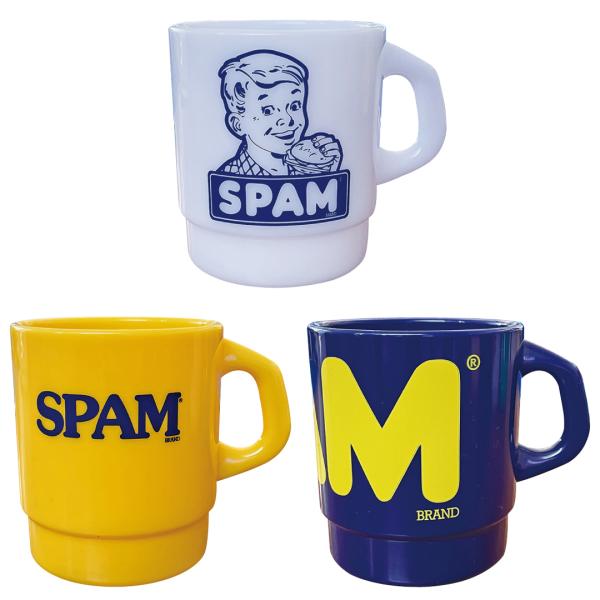 STACKING MUG-SPAM　プラスチック製スタッキングマグです。割れにくいので、アウトドアでもご使用いただけます。WHITE, YELLOWは両面同じデザインとなっております。耐熱温度：70度※電子レンジ、食器洗浄機は使用できません...