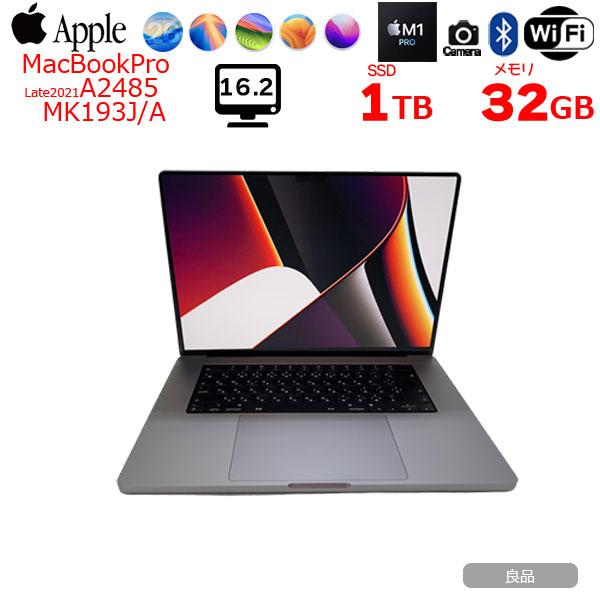 ■中古パソコン 保証3ヵ月　本体型番 :Apple MacBook Pro 16.2inch MK193J/A A2485 Late 2021 CPU : Apple M1 Pro 10コアメモリ : 32GBHDD : SSD1TB光学ド...