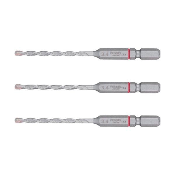 【特長】両刃２枚刃で切削の負荷を分散し高耐久です。マルチタイプで様々な被削材の穿孔が可能です。クッションリングでサイズを色分けしています。【用途】モルタル、ブロック、ALC、石膏ボード、　鉄板などの穴開け。【仕様】直径Φ3.4×有効長45×...