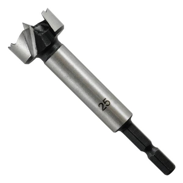 【特長】六角軸6.35mm。切り口がきれいに仕上がります。【用途】●木材の穴あけ作業に。（止まり穴、貫通穴、斜め穴も可能）●※斜め切りはΦ20mm程度の小径ドリルに限ります。●丸棒の差込や丁番取付の時の穴あけ加工に。【注意事項】本製品は木工...