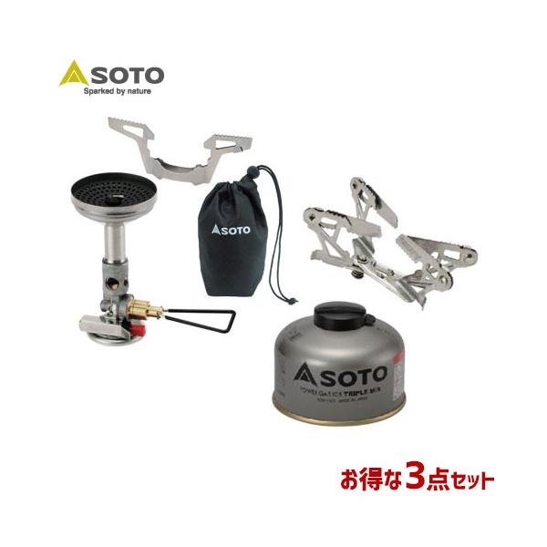 【セット内容】・マイクロレギュレーターストーブウインドマスター SOD-310 数量：1・パワーガス105トリプルミックス SOD-710T 数量：1・ウインドマスター用ゴトク　フォーフレックス SOD-460 数量：1≪マイクロレギュレー...