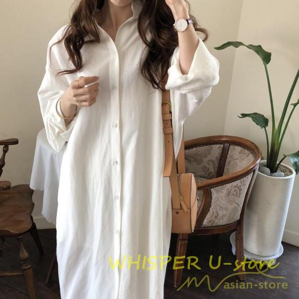シャツ シャツワンピ ワンピース ロング マキシ丈 シャツ 2WAY カーディガン 前開き 長袖 シャツ ひざ下丈 大きいサイズ無地 体型カバー ワンピース アウター レディース 春 韓国風 カジュアル キレイめ 春夏コーデ お洒落 ゆった...
