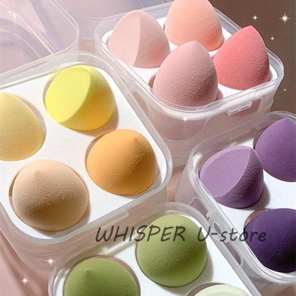 メイクスポンジ スポンジパフ 水で膨らむ スポンジ メイク 化粧 パフ ケース付き 4個セット ケース付き 3Dパフファンデーションパフ 【品　番】zhuangt01【カラー】イエロー、パープル、グリーン、ピンク【サイズ】画像をご参照くださ...