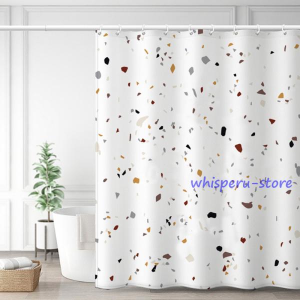 カーテンリング付き！モダンでお洒落なデザイン?180×180cmのシャワーカーテンです。【サイズについて】180×180cm?測り方により誤差が生じる場合がございます。?同じサイズでも色やデザインによって大きさが異なる場合もございます。【素...