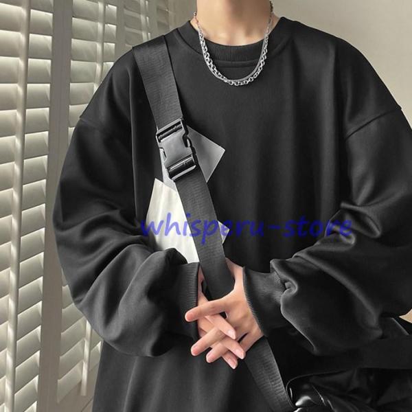 トレーナー メンズ 無地 長袖 スウェットシャツ クルーネック トップス ロンT 切り替え おしゃれ 春秋 冬 無地 スポーツ カジュアル 【品　番】yiyang09【カラー】ホワイト、ブラック、コーヒー【サイズ】L、XL、2XL【素　材】...