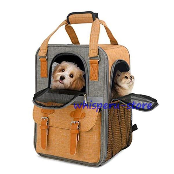 【商品名】　猫 キャリー バッグ リュック ペットキャリー バッグ 猫リュック 猫キャリーバッグ 折りたたみ 変形しない 通気 猫 犬 小型犬 うさぎ  【商品説明】　??【コンパクト＆便利】ペットキャリーバッグは調節可能なショルダーストラ...