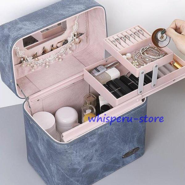 メイクボックス　コスメボックス　大容量　鏡付き　化粧ボックス　多機能　化粧品収納　コスメバッグ　メイクバッグ　収納ケース　美容　ネイル【素材】PU、その他注意事項】こちらの商品は品ですので、説明書は付属しておりません。