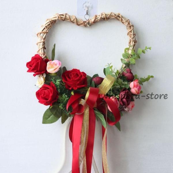 リース 玄関 母の日 花輪 ドアリース フラワーリース ハート 枯れない花 壁掛けフラワー 造花 リース 屋外 結婚式 誕生日 店舗 玄関 壁掛け 庭園 装飾用 撮影道具 正月飾り 新年 パーティー 装飾品番:yihe03サイズ:Fカラー:...
