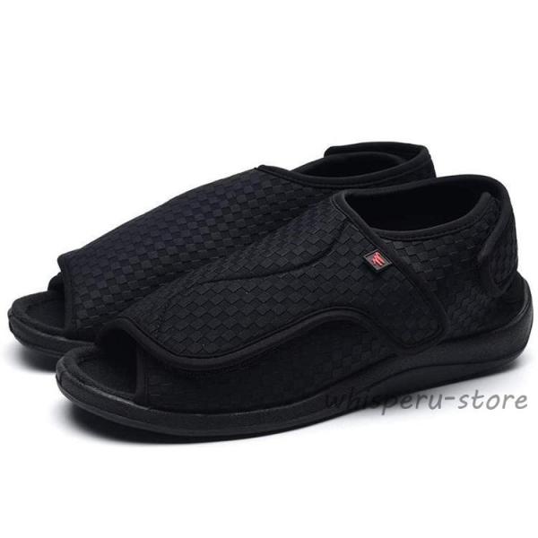 【幅が広い】ソールの幅は４E相当です。甲のマジックテープに幅があるので５Eも大丈夫だ。病院内で安心、安全、快適。通気性のよいメッシュ素材。【脱ぎ履き容易】 マジックテープを外すと、大きく開口します。履くときも脱ぐときも楽々です！もちろん、履...