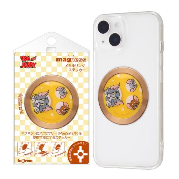 ■対応端末: 各種スマートフォン■カラー: トムジェリとタフィー_チーズ■素材: ポリカーボネート、アルミ、鉄関連キーワード: メタルリング トムとジェリー かわいい magsafe対応 磁気増強 マグネットリングシール 粘着タイプ シール...