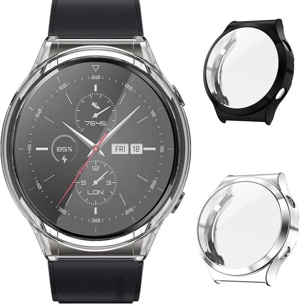 カラー：ダークブラック+銀対応機種: HUA WEI Watch GT2 Pro 専用 全面保護ケース クリア スクリ ーンカバー バンパー柔軟なTPUを採用し、薄くて丈夫で柔軟性が高く、高透光率と高感度のタッチ、変形しにくくなっています。...