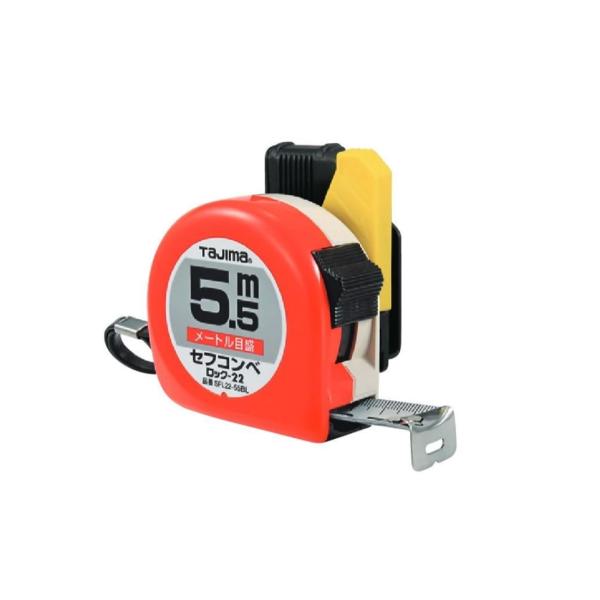 カラー：赤サイズ：長さ5.5 m片手で簡単脱着できる、落下防止用ベルトホルダー付テープを固定できる、ロックタイプ0点補正移動爪ショックアブソーバー付製品重量:282g