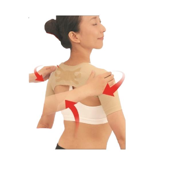 巻き肩やネコ背を軽減しピーンと美しい姿勢に。着用するだけで肩甲骨を引き締め自然と背筋を伸ばし、見た目の印象が若々しく。薄くて伸縮性の良い素材なのでアウターにひびきにくく快適に着用できます。短めの袖なので半袖にもぴったり。■特徴姿勢改善: 着...